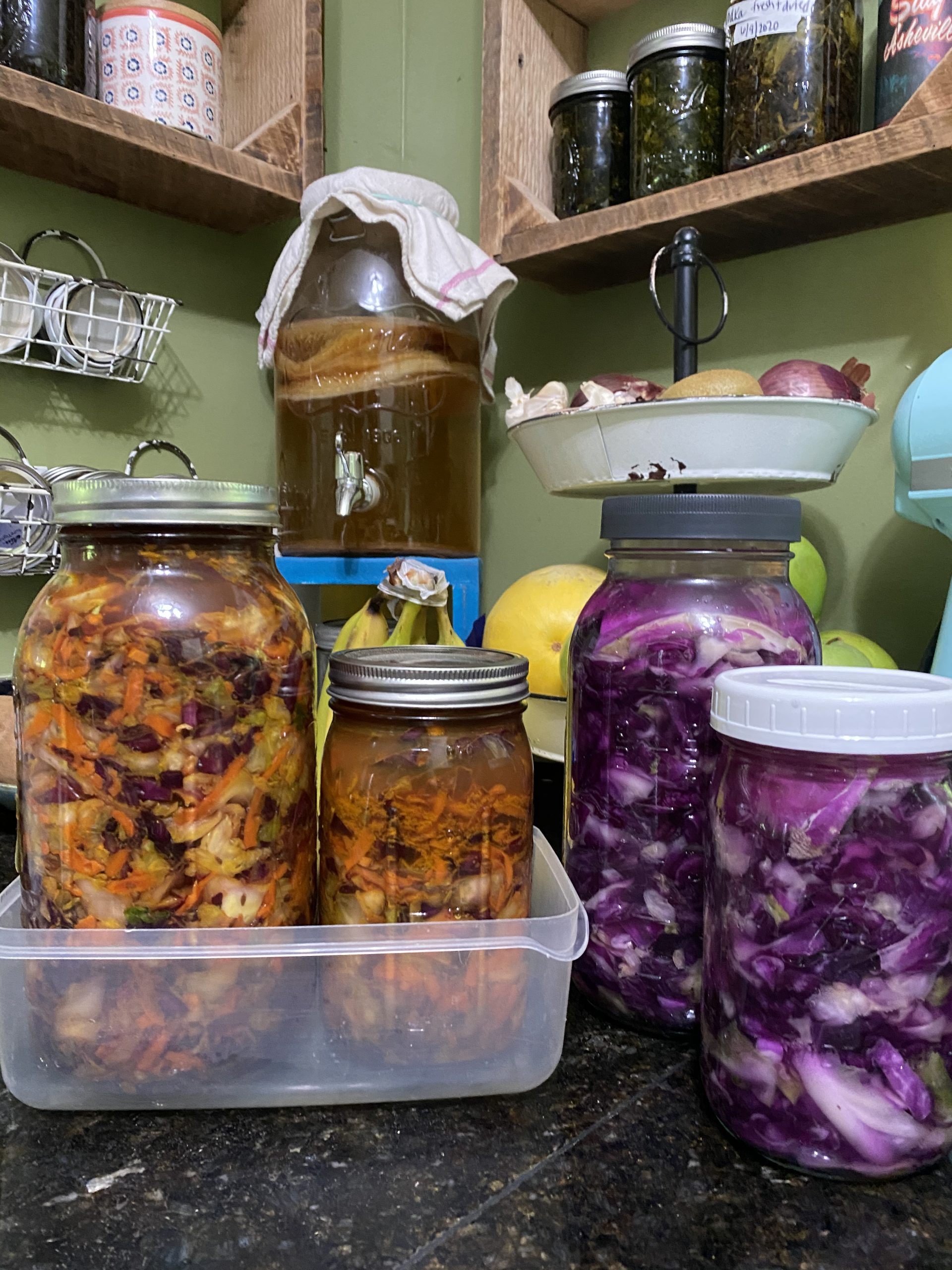 Fermentation Station at our house - Forage and Salvage